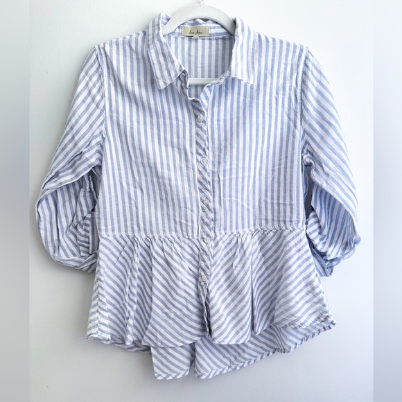 Love Notes | Tops | Love Notes Blue And White Striped Button Down Shirt ...